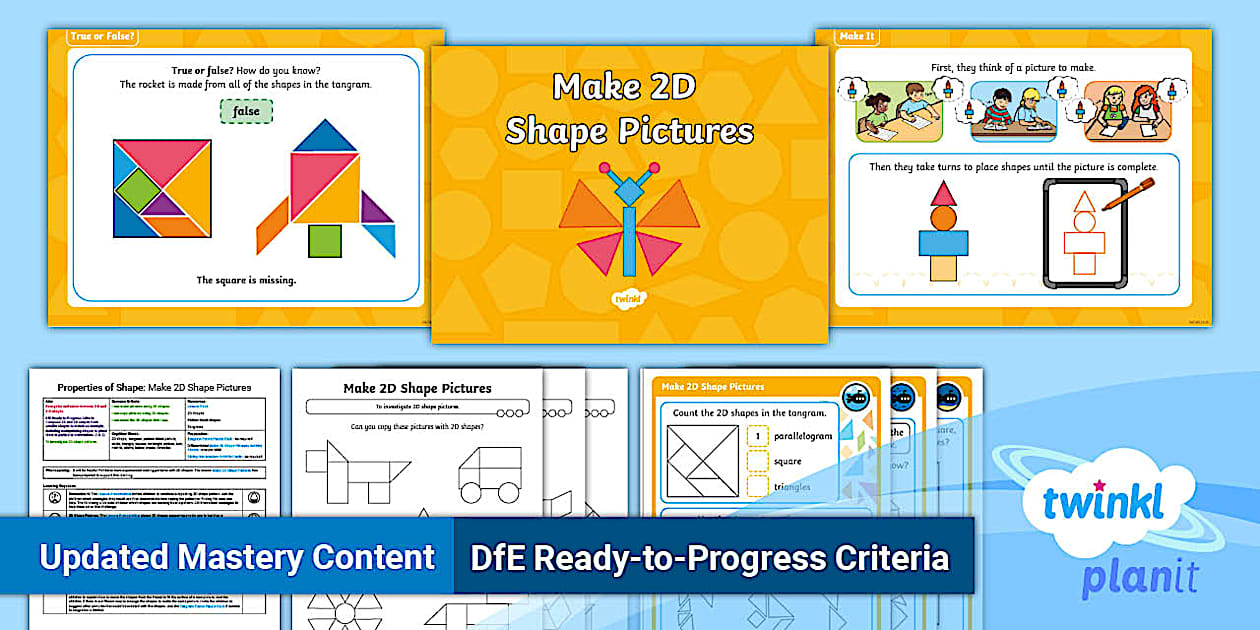 👉 Y1 Make 2D Shape Pictures Planit Maths Lesson 5