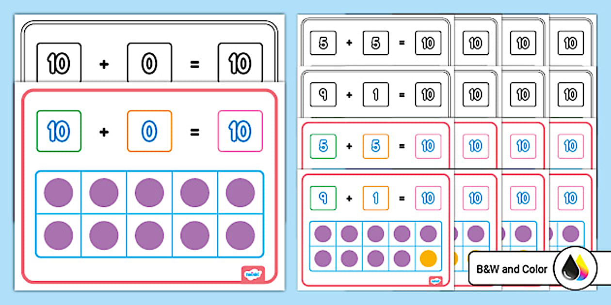 Number Bonds To Make 10 Ten Frame Posters - Twinkl