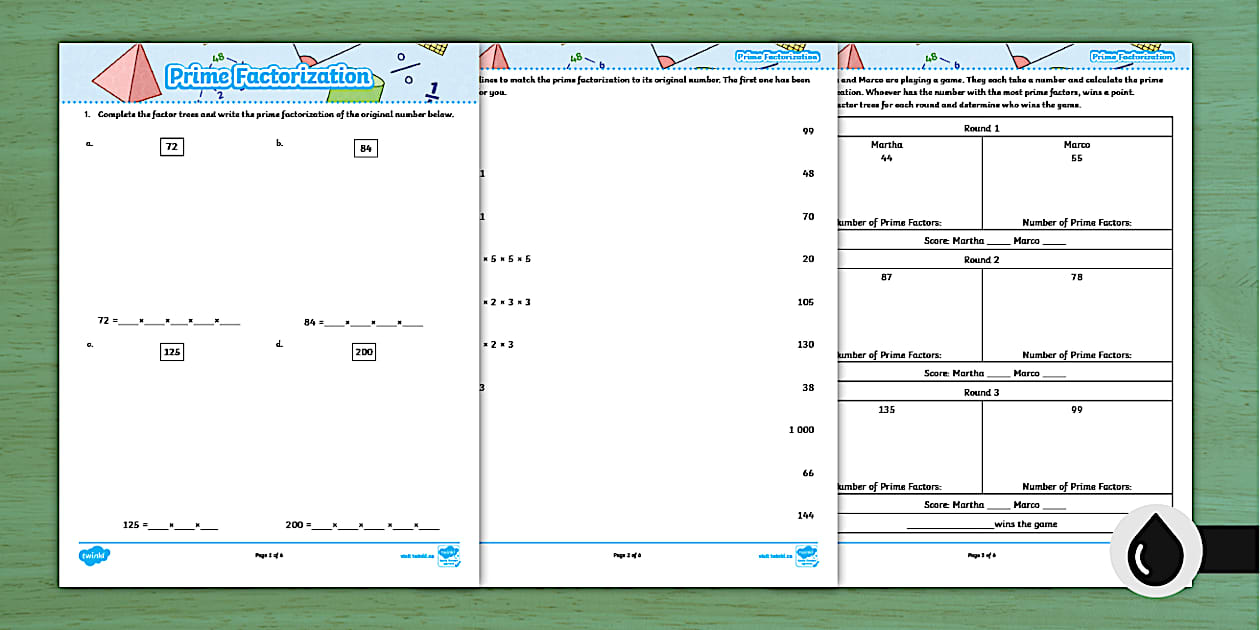 Prime Factorization Worksheet (teacher made) - Twinkl