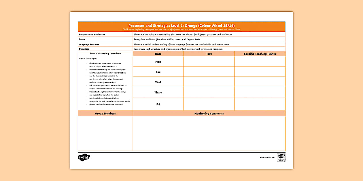 Editable New Zealand Orange Weekly Reading Plan - Twinkl