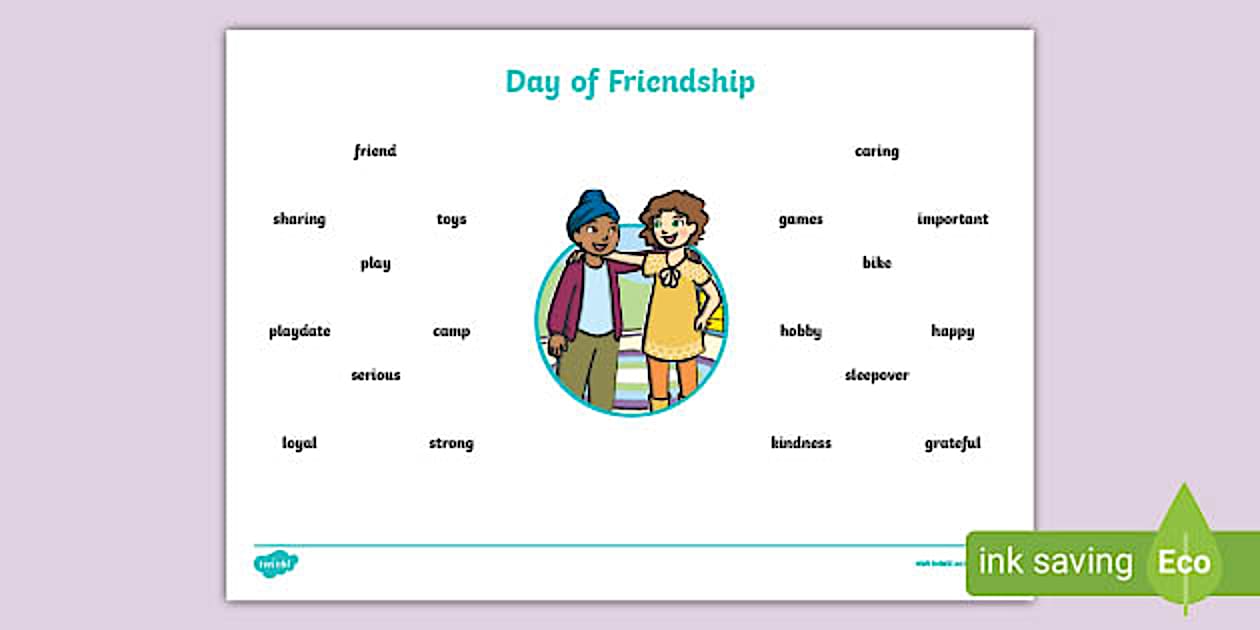 International Day of Friendship CfE First Level Word Mat