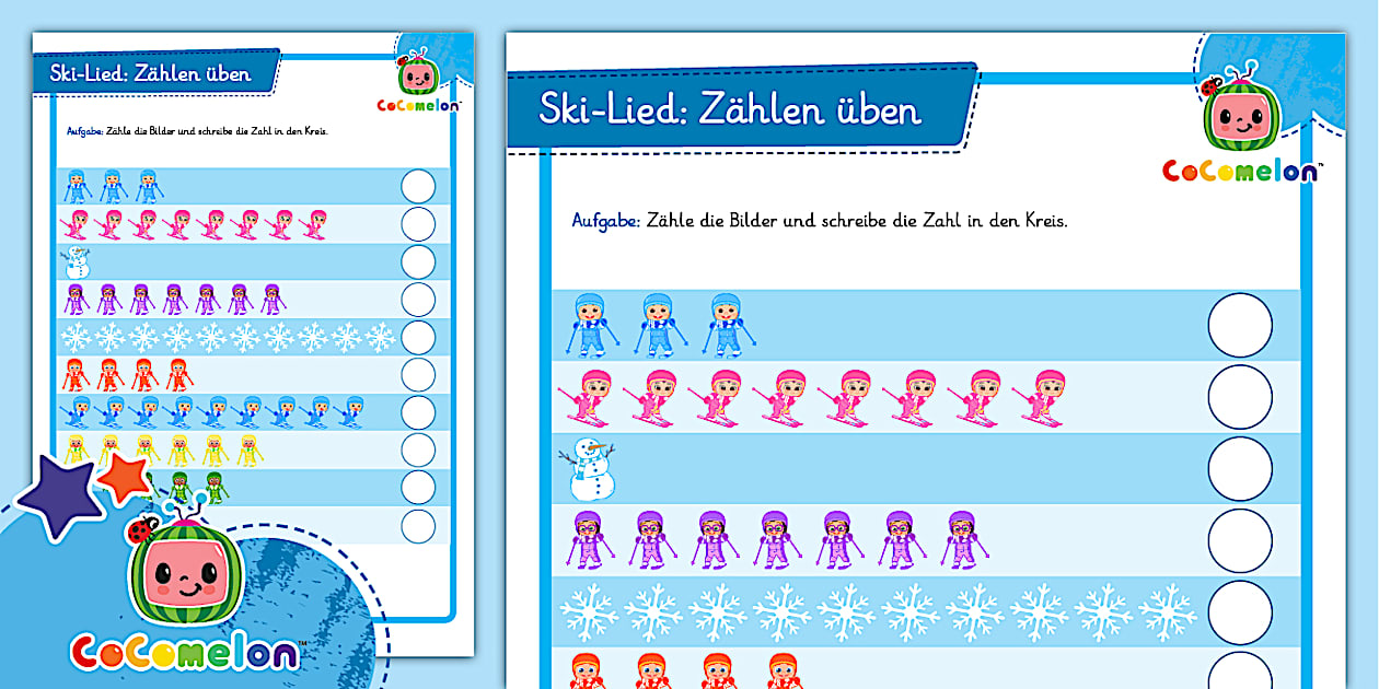 CoComelon: Zählen üben mit dem Ski-Lied - Übung