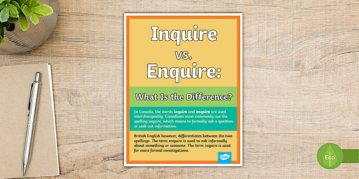 Inquire vs. Enquire: What is the difference? Poster - Twinkl