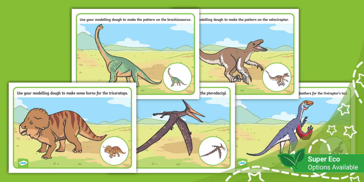 Dinosaur Modelling Dough Mats (teacher made) - Twinkl