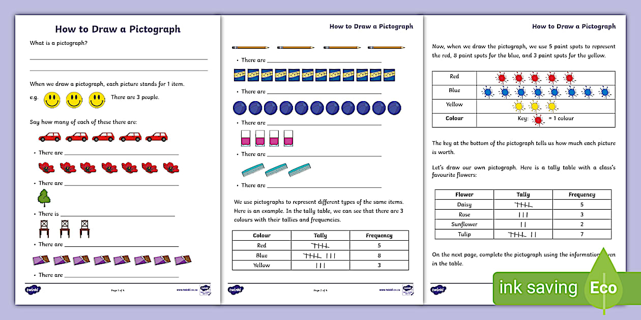 How to Draw a Pictograph Activity Sheet (Teacher-Made)