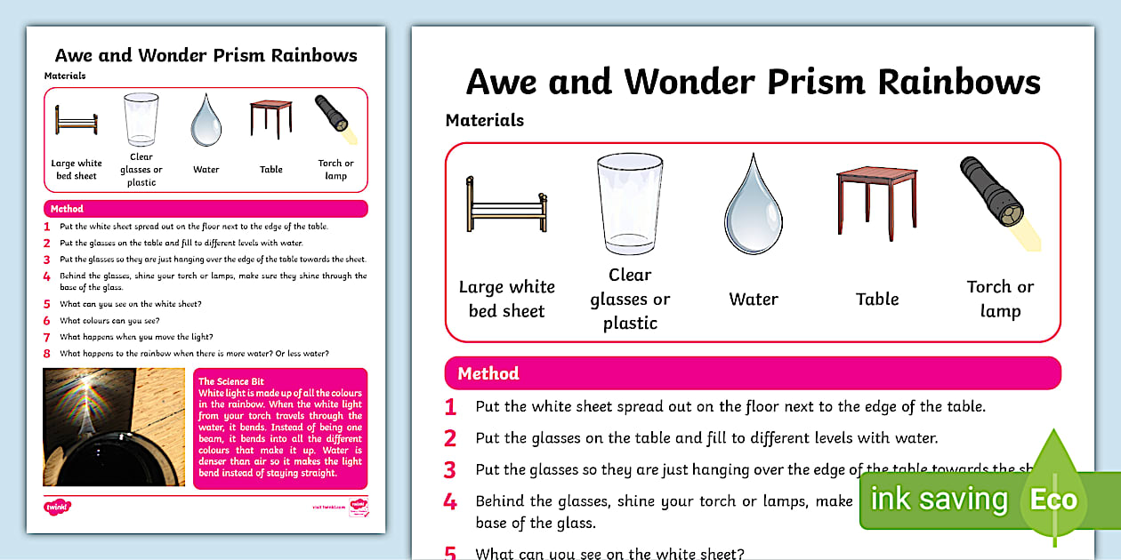 Cursive Prism Rainbows Awe and Wonder Science Activity