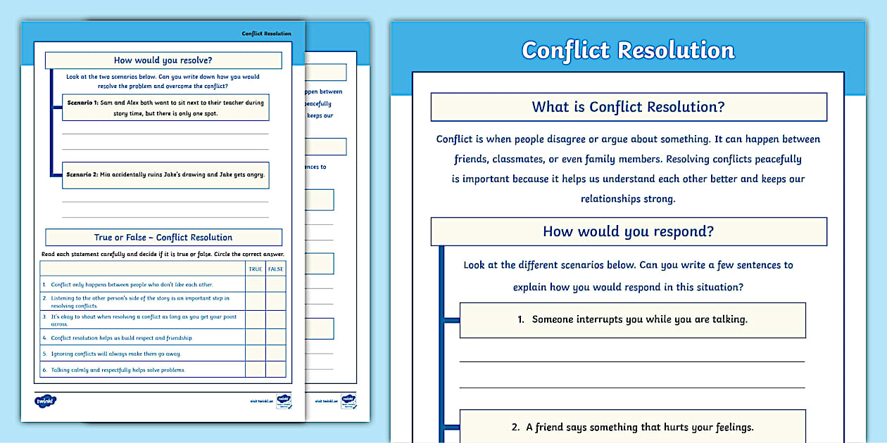 Conflict Resolution Activity Sheet - Twinkl