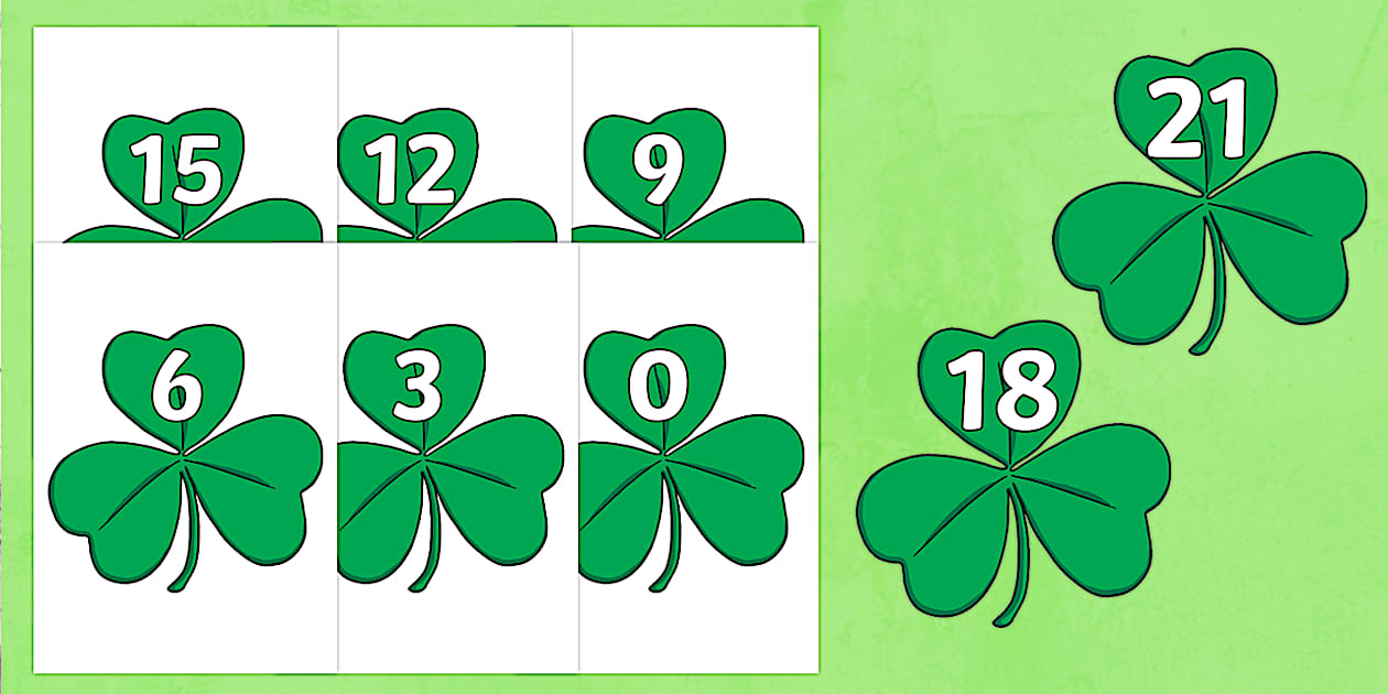 Counting in 3s up to 102 Clover Leaves Display Activity