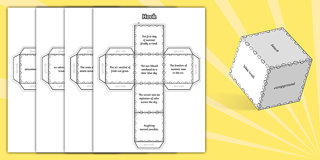 Summer Story Creative Writing Dice for 6th-8th Grade