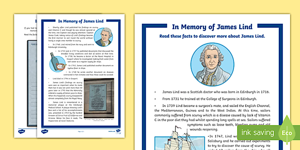 James Lind (1716-1794) Worksheet / Worksheet-Scottish