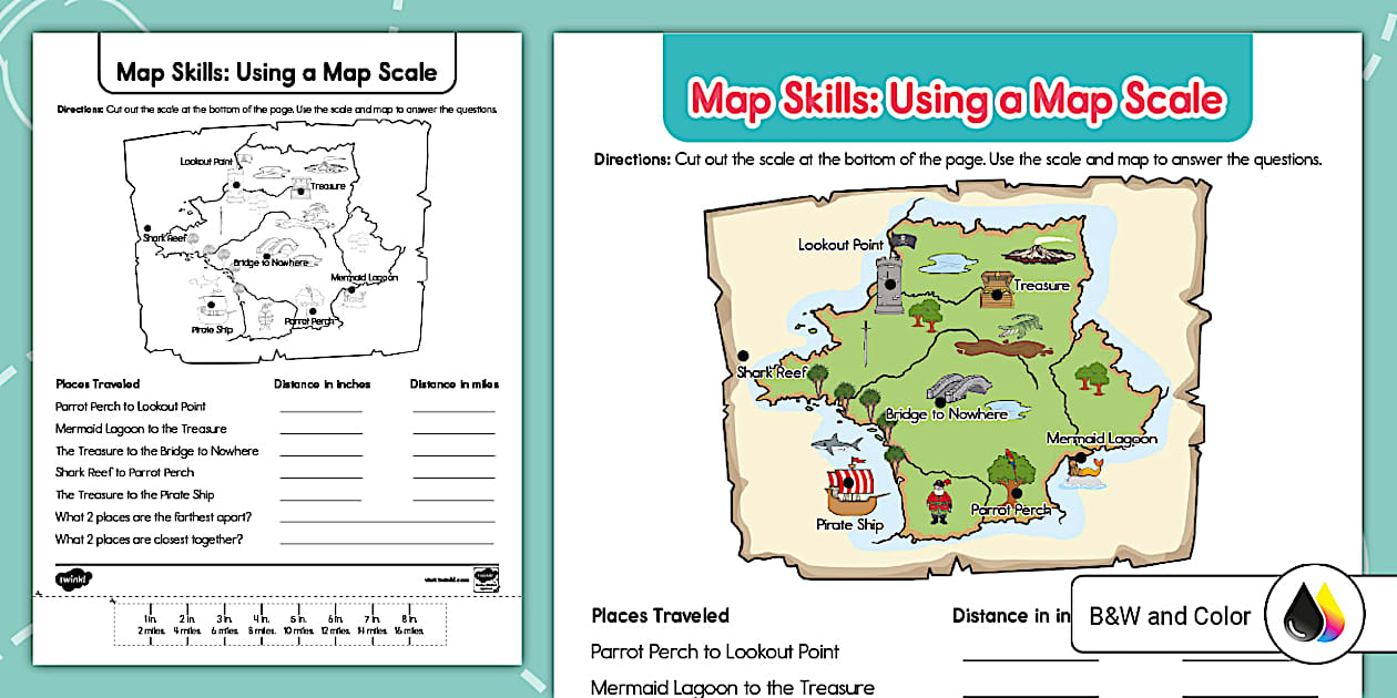 Second Grade Map Skills: Using a Map Scale Activity - Twinkl