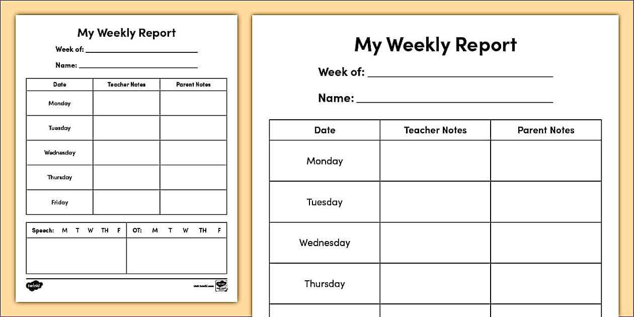 My Weekly Report for Special Education