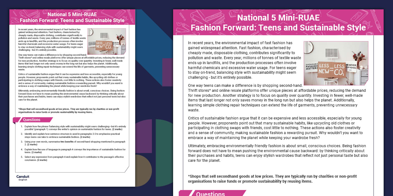 Mini-RUAE - Fashion Forward: Teens and Sustainable Style