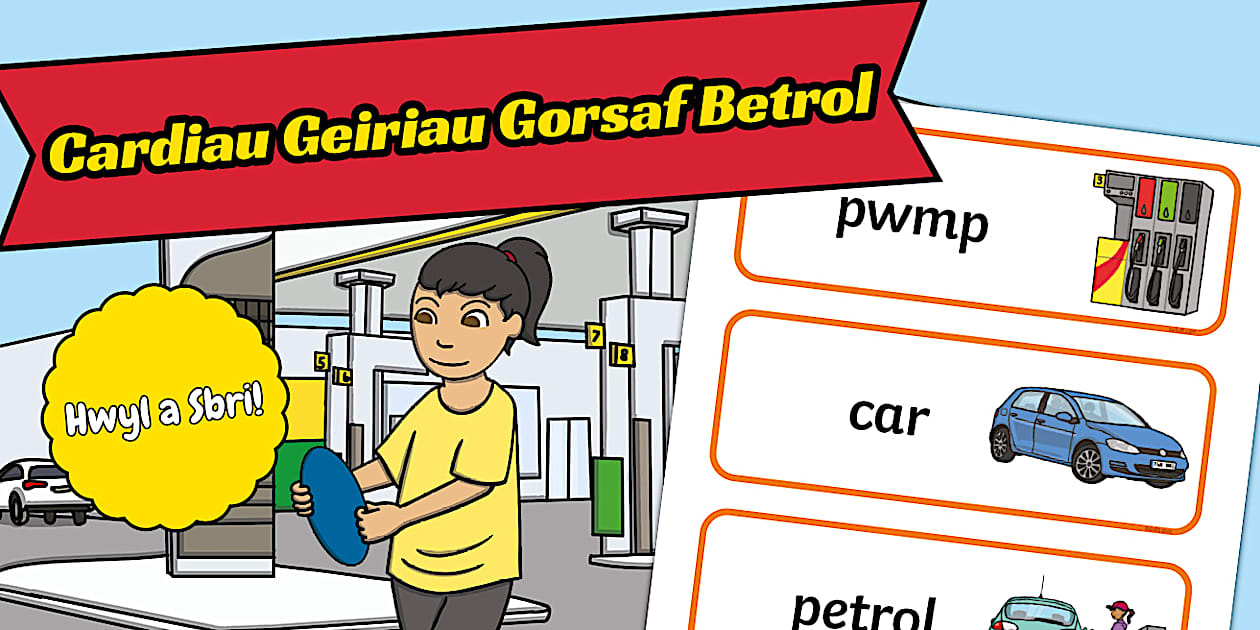 Cardiau Geiriau Gorsaf Betrol (l'enseignant a fait) - Twinkl