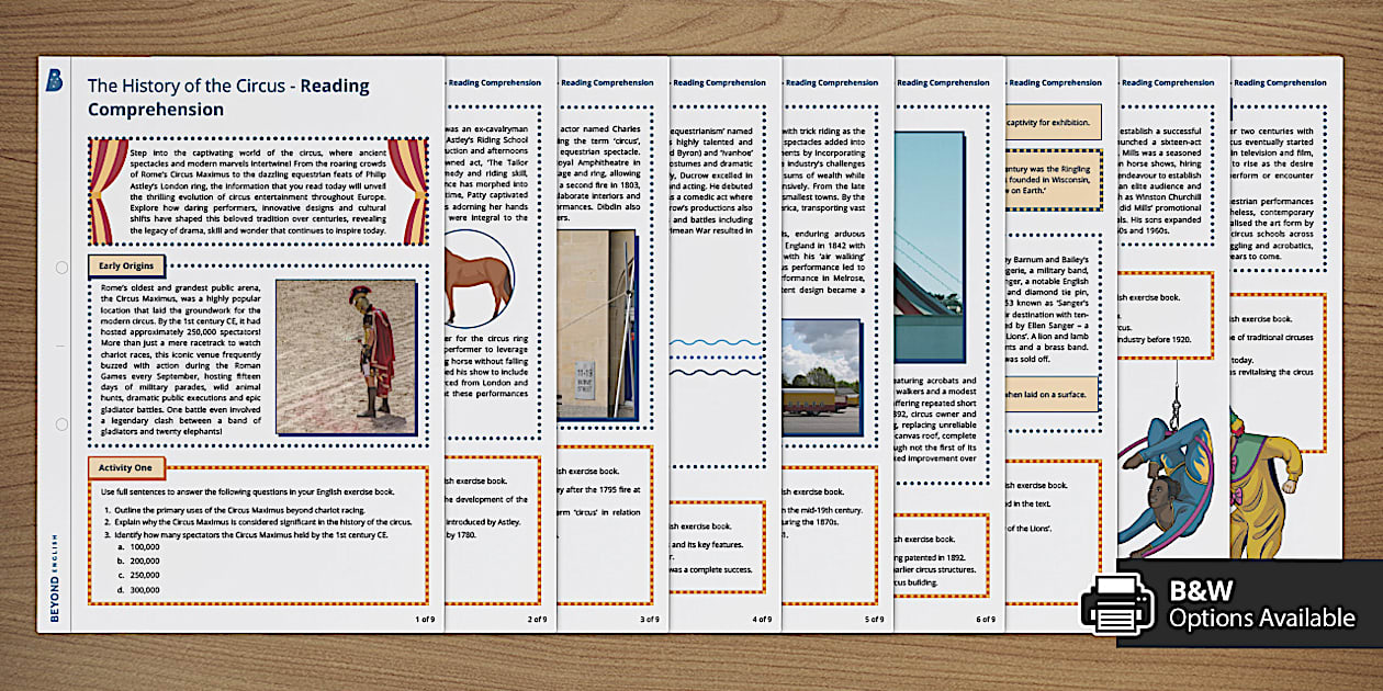 The History of the Circus - Reading Comprehension - Twinkl