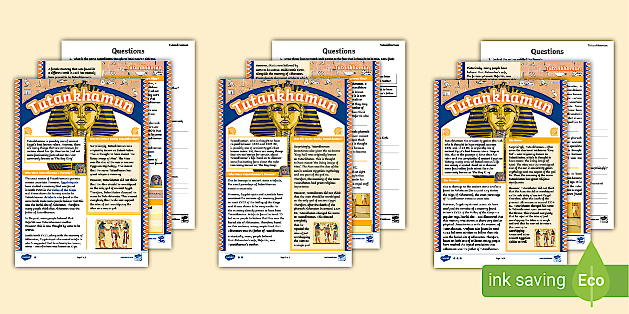 UKS2 Tutankhamun Differentiated Reading Comprehension