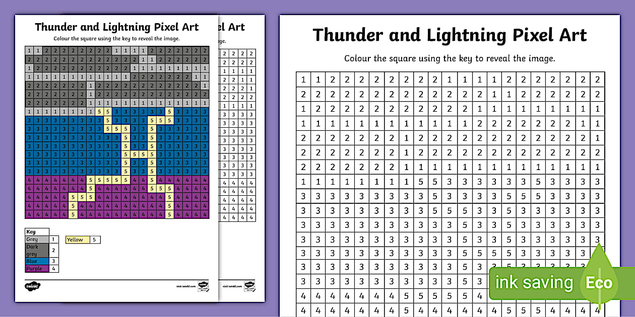 Thunder and Lightning Pixel Art Template (teacher made)