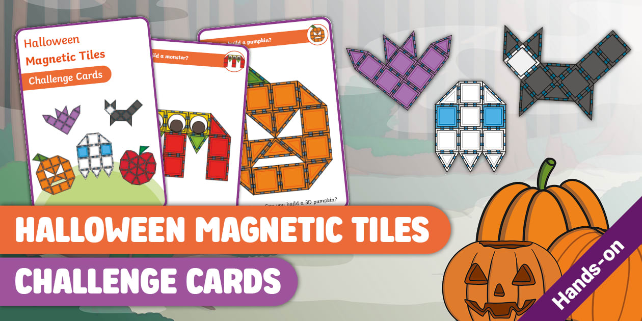 Halloween Magnetic Tiles Challenge Cards (teacher made)