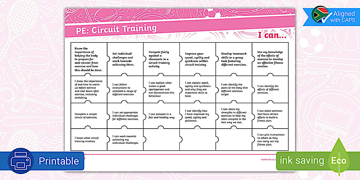 Grade 5 Physical Education Circuit Training Jigsaw Targets