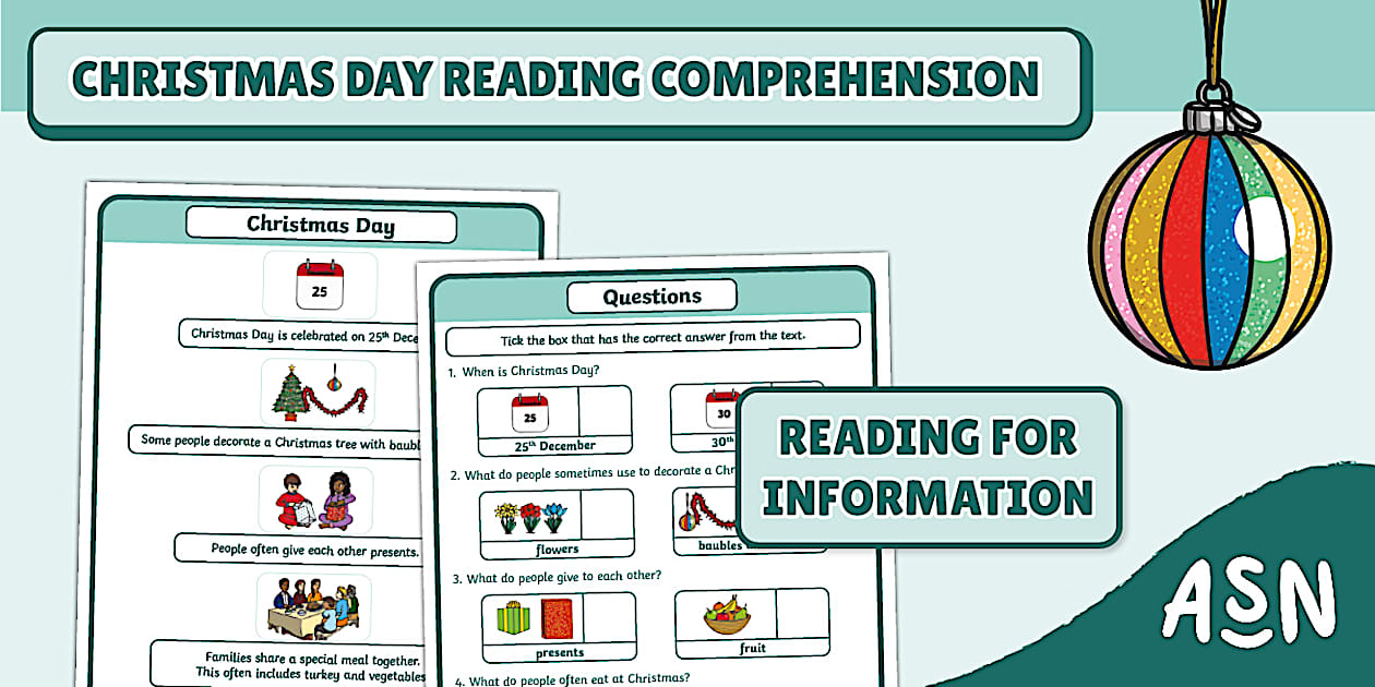 Christmas Day Reading Comprehension with Visual Supports
