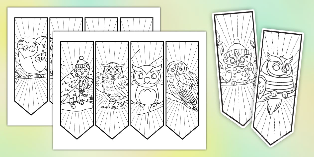 Marque-page à colorier : Une chouette - Twinkl