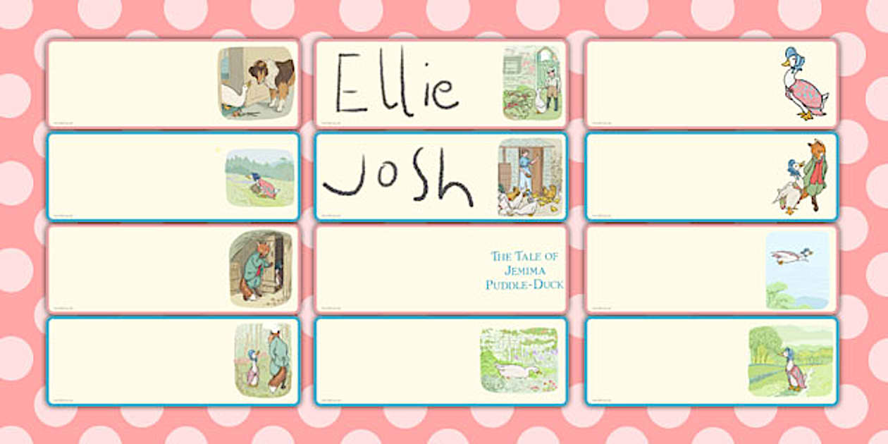 The Tale of Jemima Puddle-Duck Editable Drawer Peg Name Labels