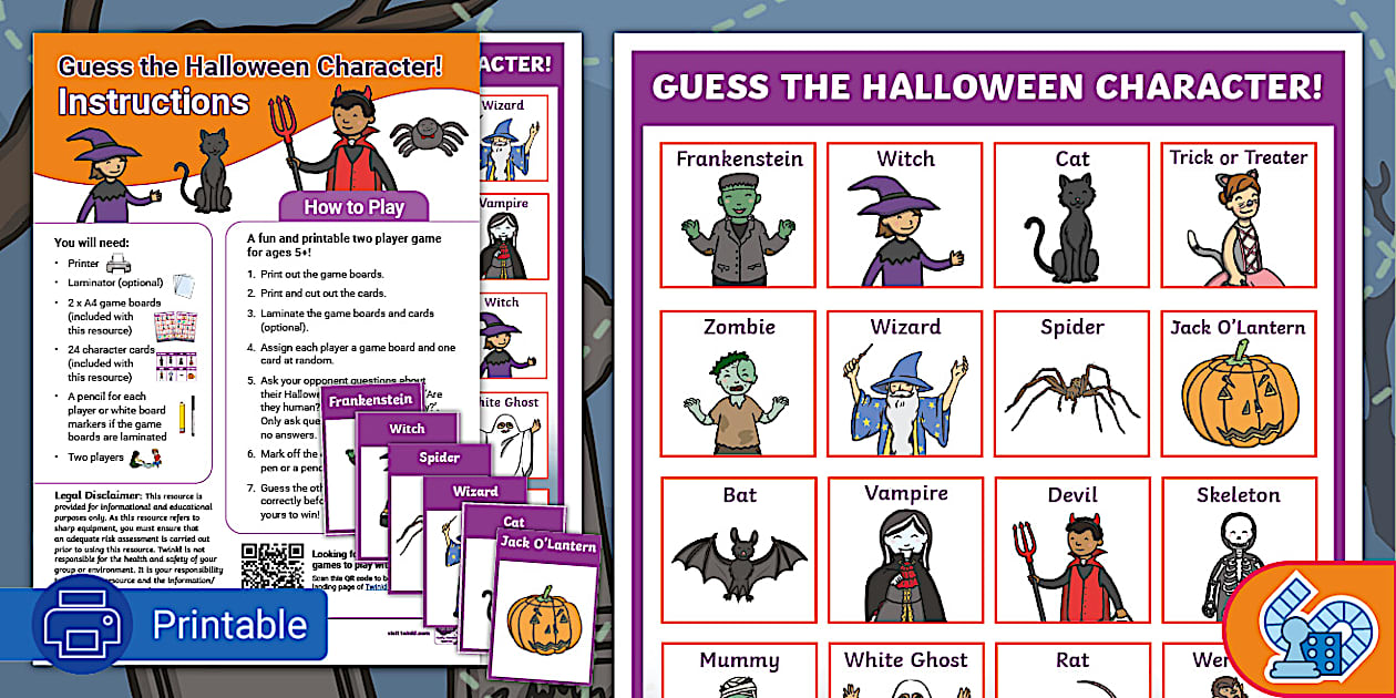 Guess the Halloween Character - Scary Board Games - Twinkl