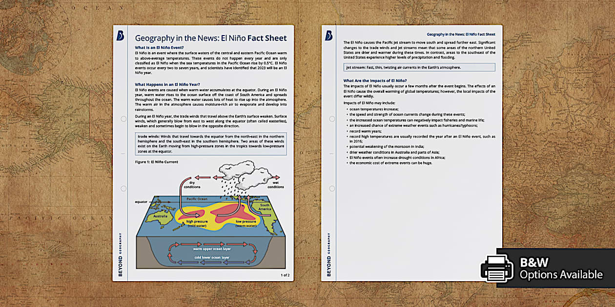 Geography in the News El Niño Fact Sheet | Beyond Secondary