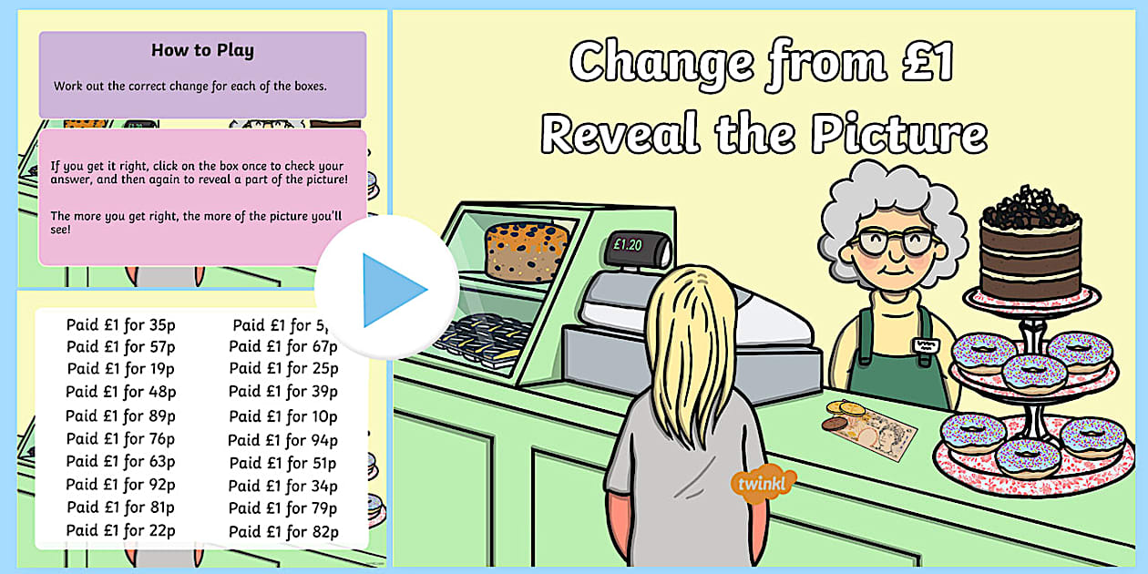 Giving Change from £1 Reveal the Picture Plenary PowerPoint