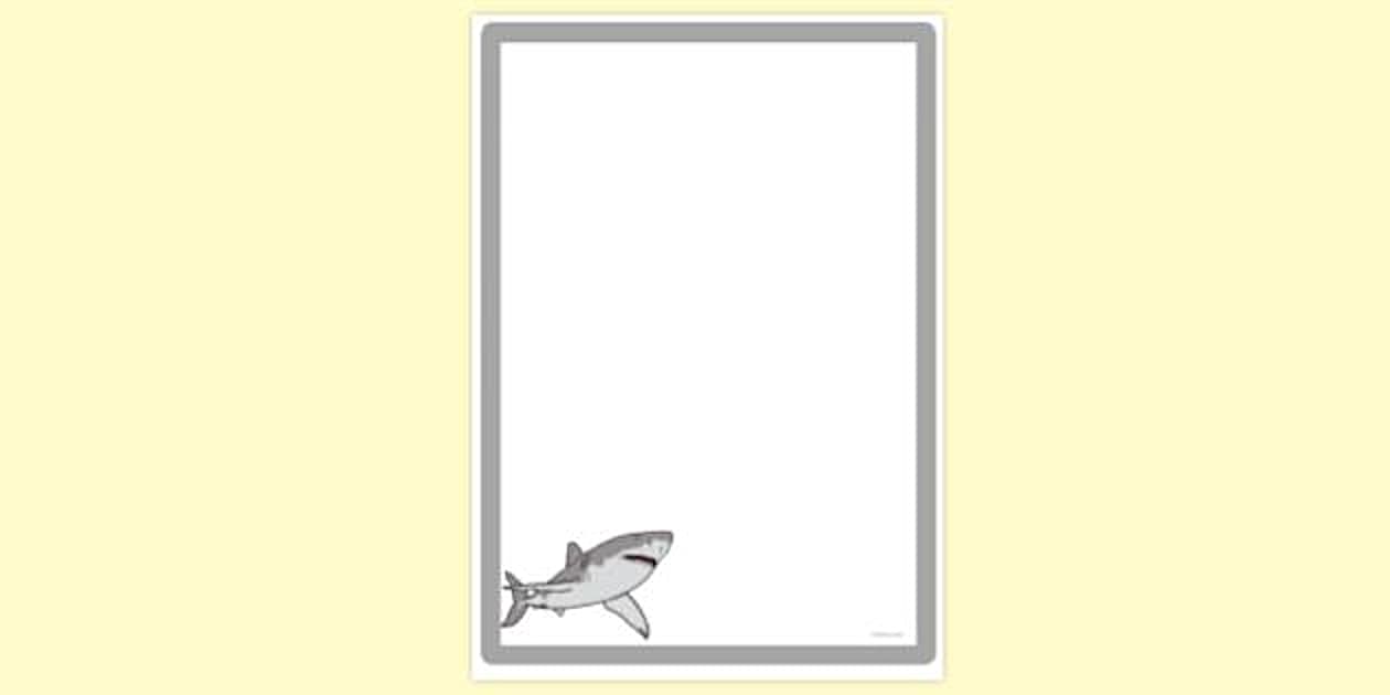 Simple Blank Great White Shark Page Border | Twinkl - Twinkl