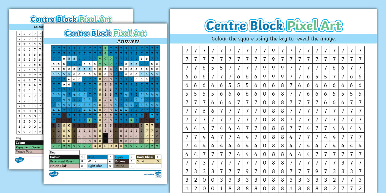 Centre Block Pixel Art Template (teacher made) - Twinkl