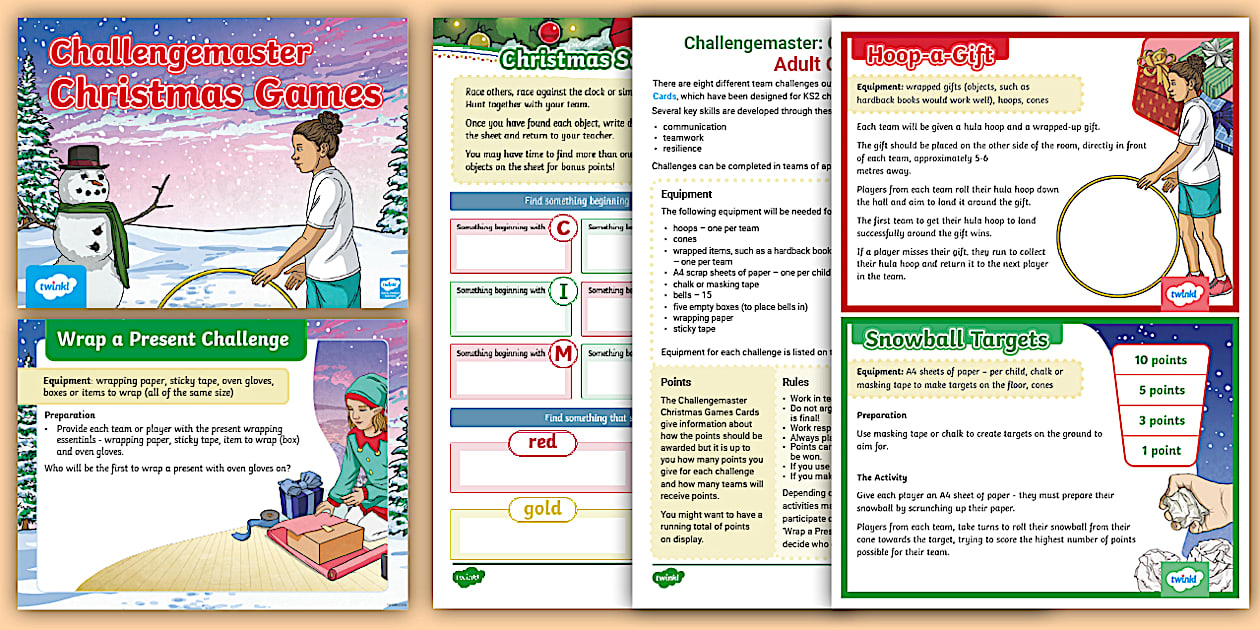 Christmas Taskmaster-style PE team challenges - Christmas PE