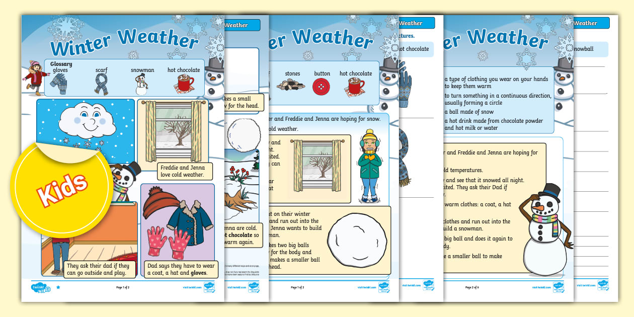 ESL Winter Weather Reading Comprehension for Kids - Twinkl