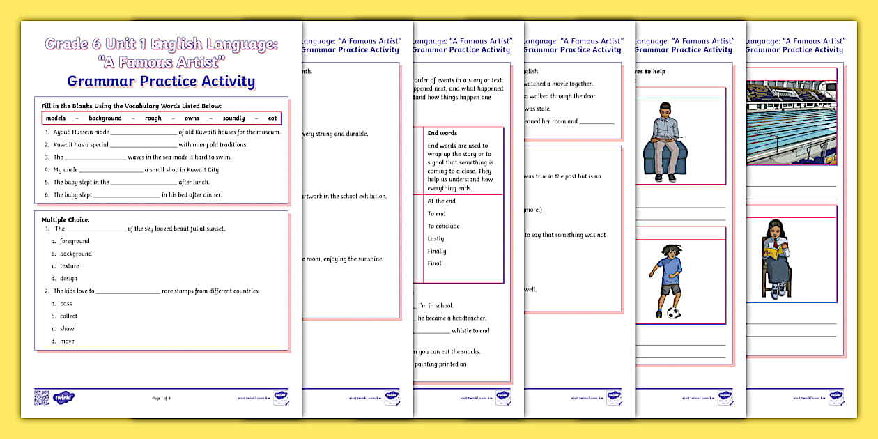 Grade 6 English Language: "A Famous Artist" Grammar Practice - Ayoub ...