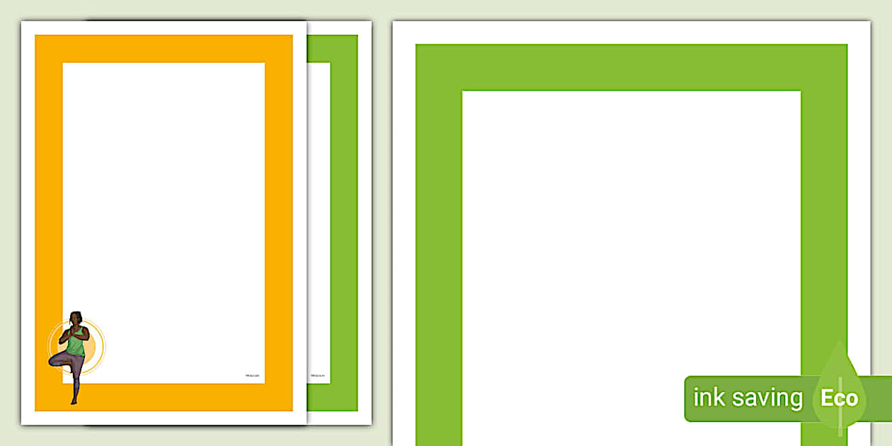 Simple Blank Children Doing Yoga Page Border | Twinkl