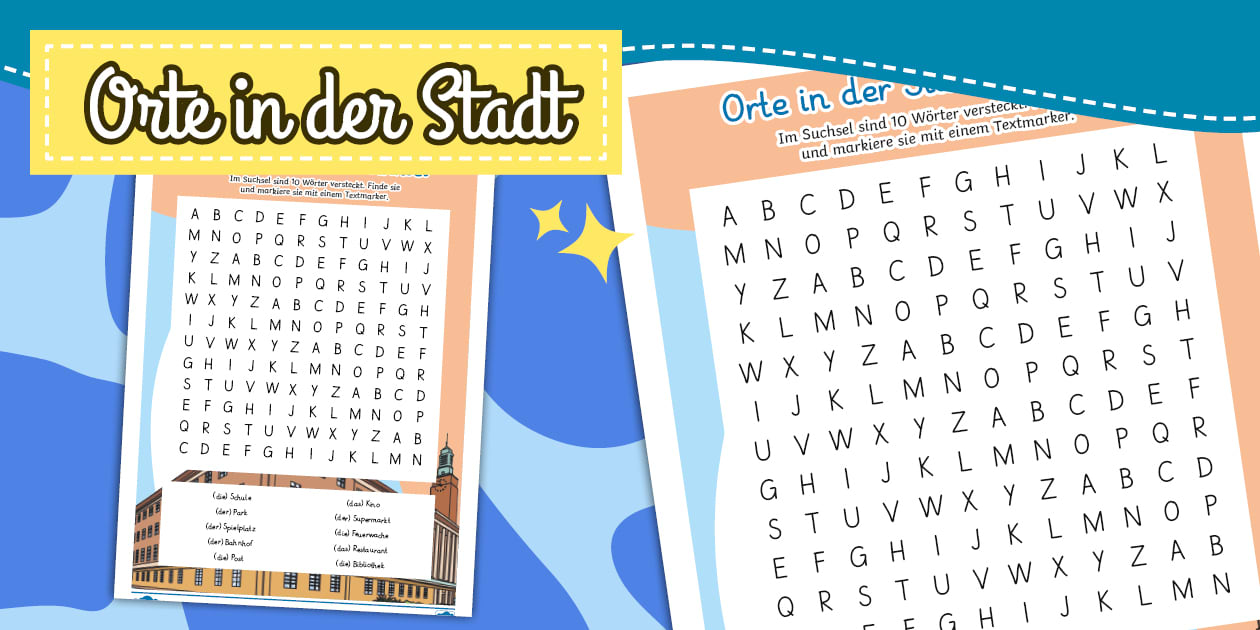 DaZ: Orte in der Stadt - Suchsel (teacher made) - Twinkl