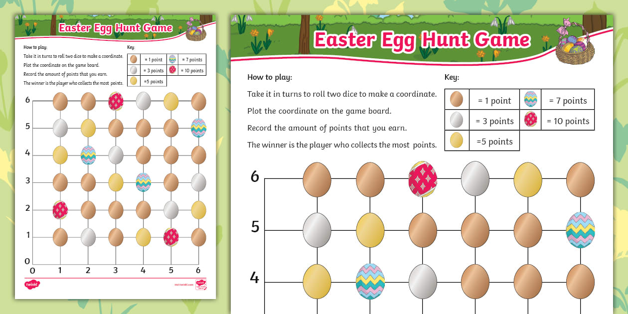 Easter Egg Hunt Coordinates Game (teacher made) - Twinkl