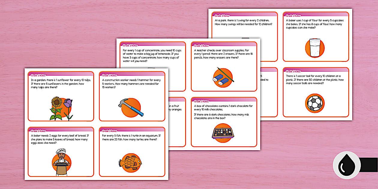 Grade 3 Ratios Challenge Cards (teacher made) - Twinkl