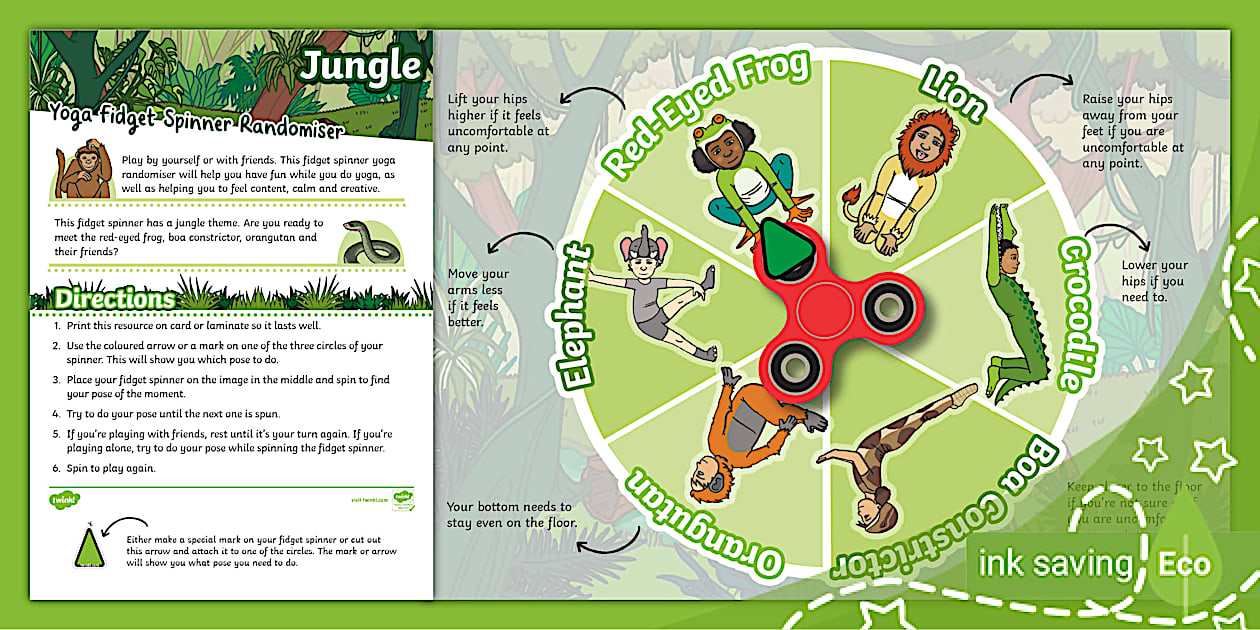 Yoga Fidget Spinner Randomiser: Jungle (teacher made)