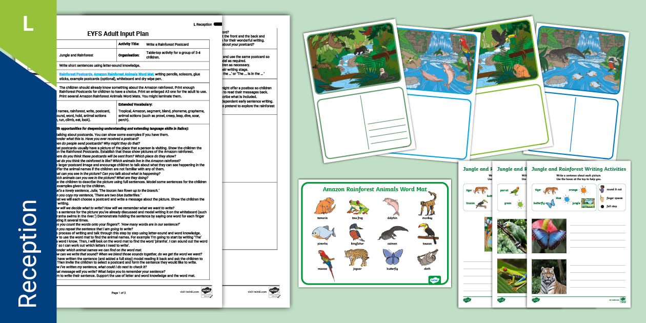 EYFS Write a Rainforest Postcard Adult Input Planning Pack