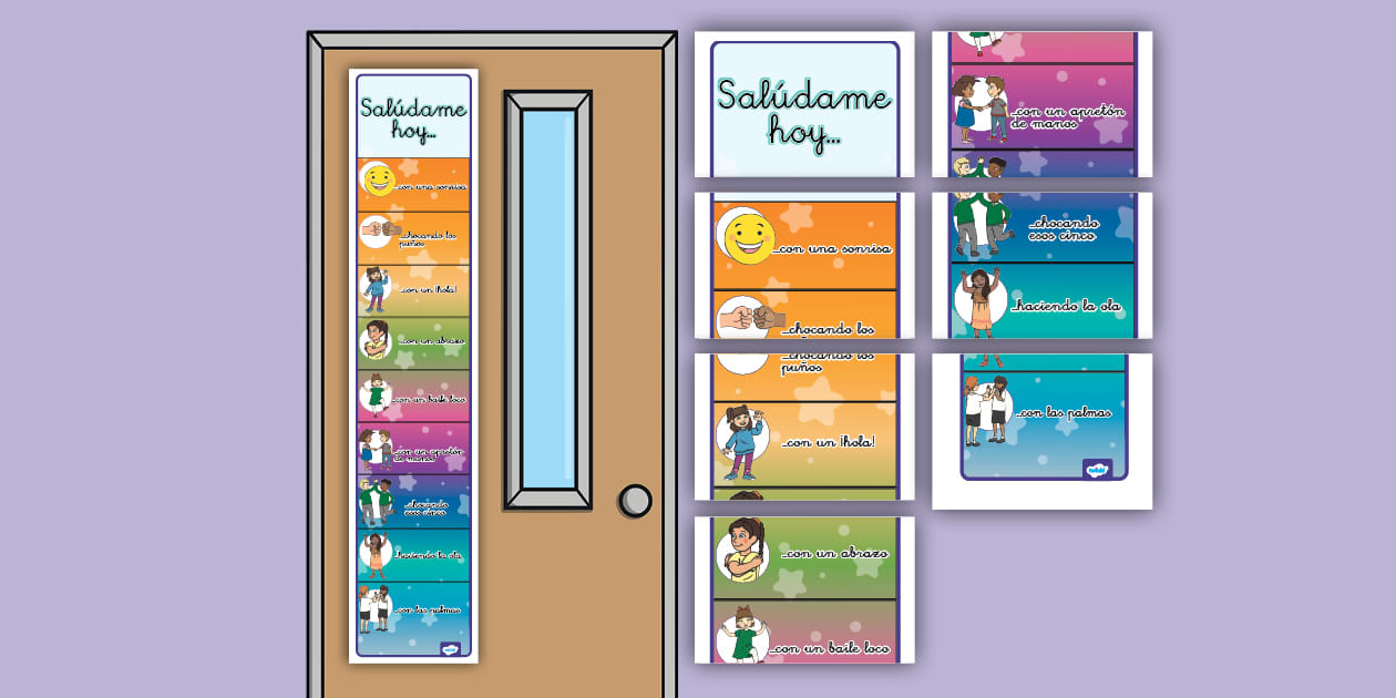 Decoración de la puerta: Mi saludo preferido - Twinkl