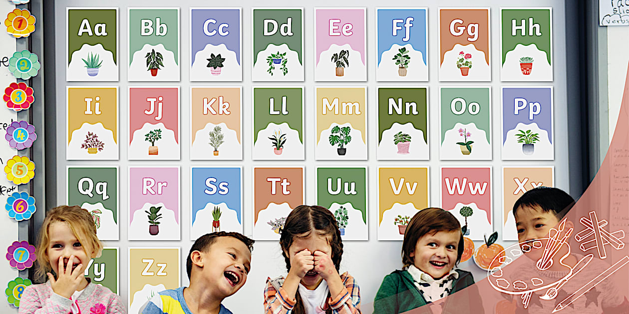 Upper and Lower Case Alphabet Botanical-Themed Posters Pack