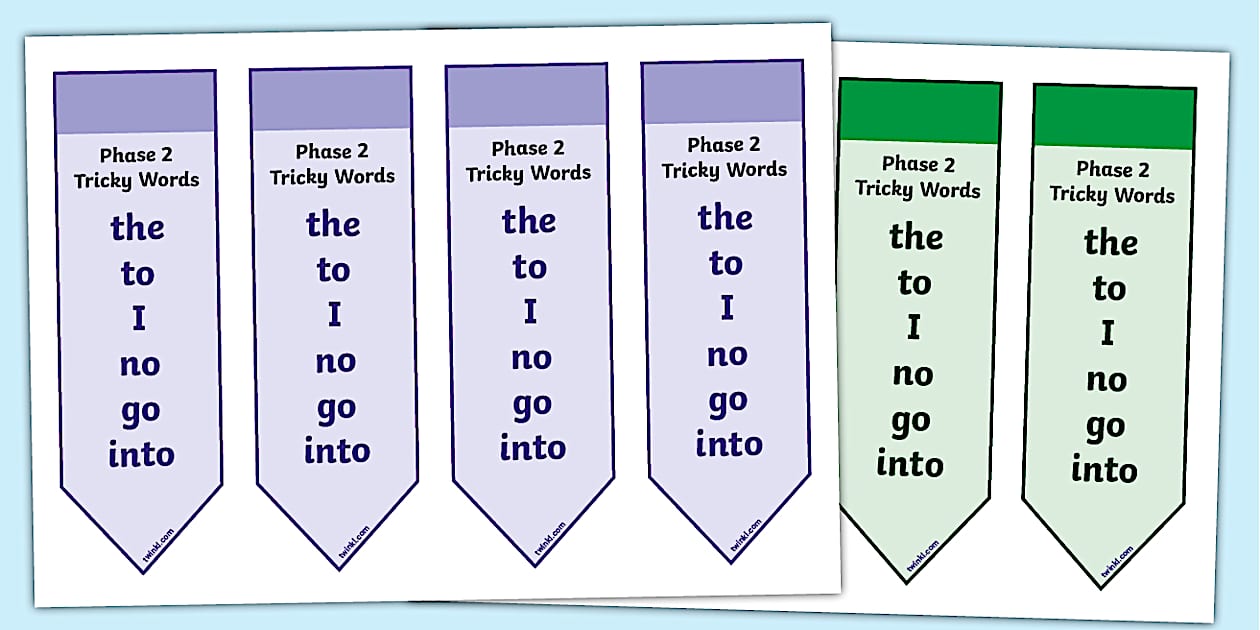 Editable Phase 2 Tricky Word Bookmarks - Twinkl