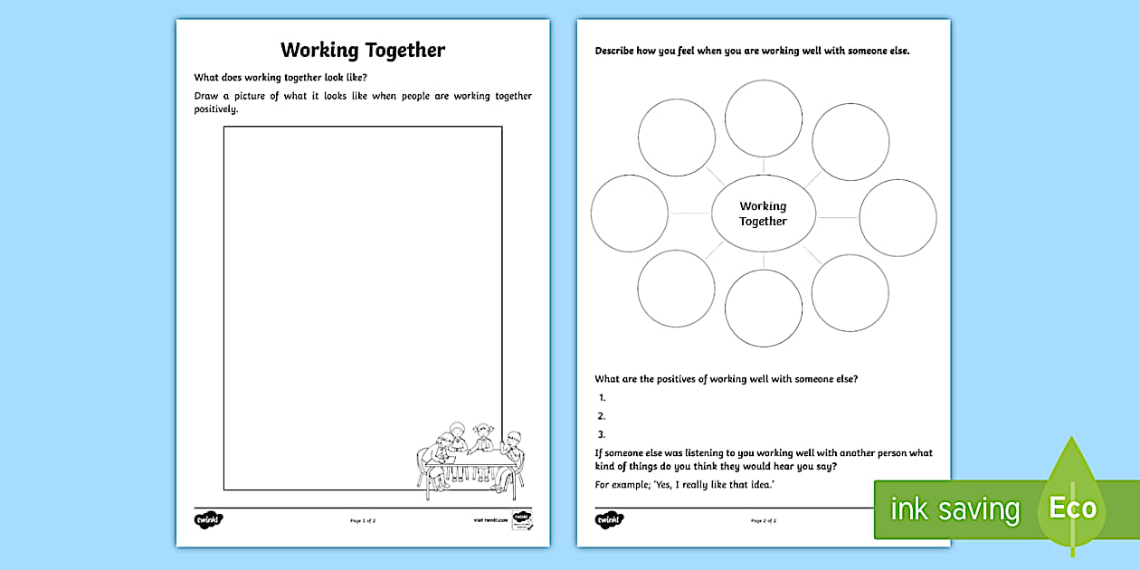 Playing and Working Together Worksheet - Team Building