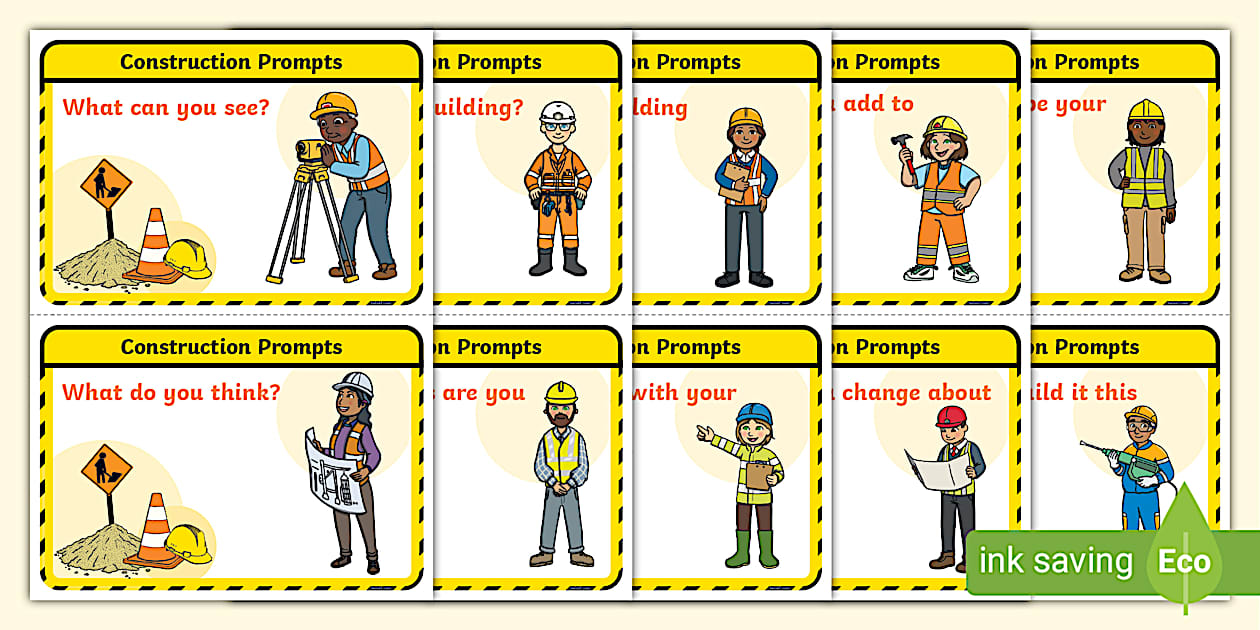 Construction Prompt Cards (teacher made) - Twinkl