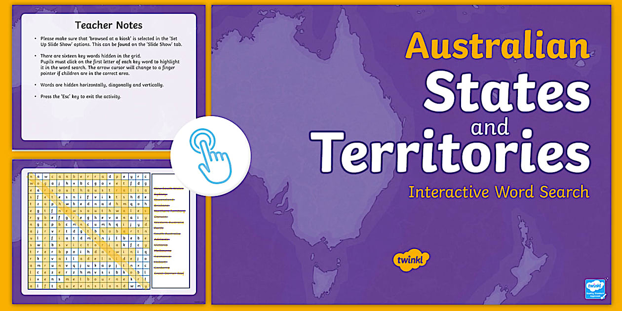Australian States and Territories Interactive Word Search