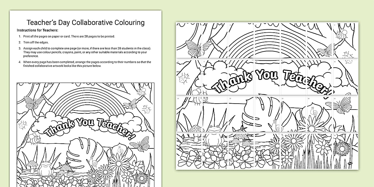 Teacher's Day Collaborative Colouring (teacher made)