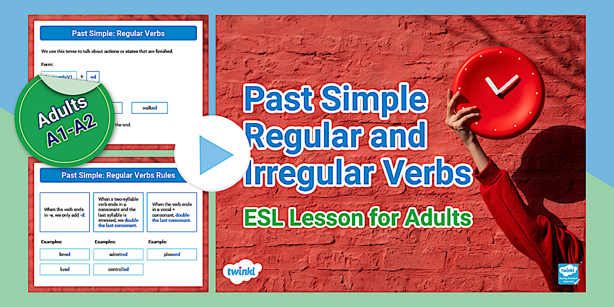 ESL Past Simple Verbs PowerPoint for A1 - A2 Adults Learners