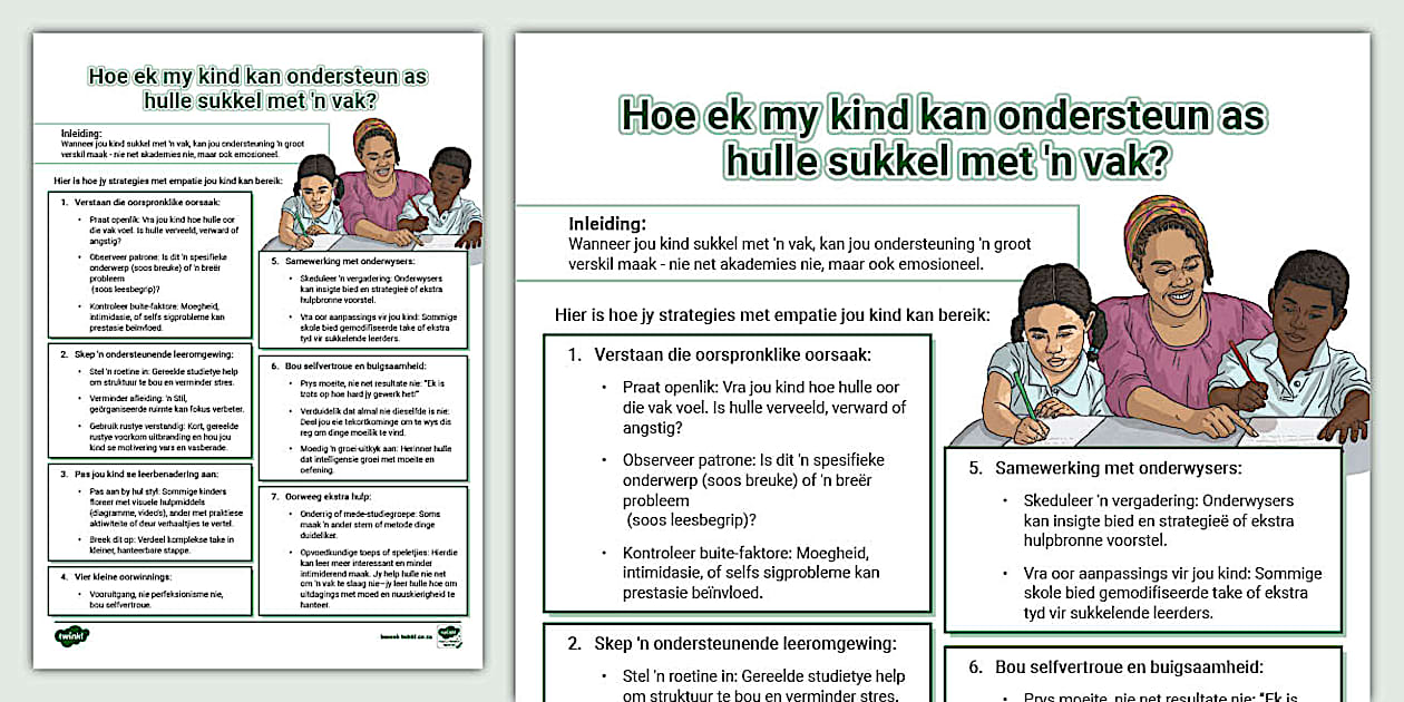 Hoe ek my kind kan ondersteun as hulle sukkel met 'n vak?