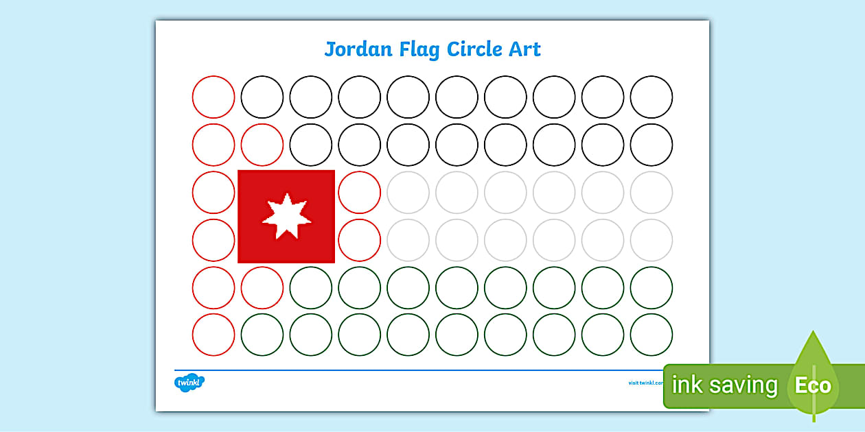 A Fantastic Jordan Flag Circle Art Worksheet | Twinkl | KS1